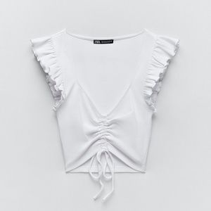 Zara | Tops | Zara Ruffled Crop Top S New | Poshmark